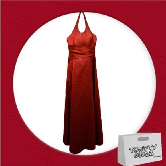 Alfred Angelo | Dresses | Alfred Angelo Red Beaded Halter Prom ...